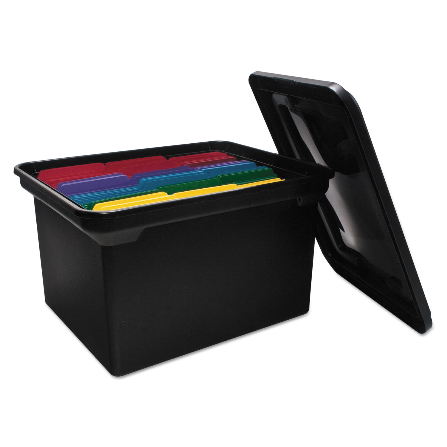 Advantus File Tote Storage Box w/Lid, Legal/Letter, Plastic, Black ...